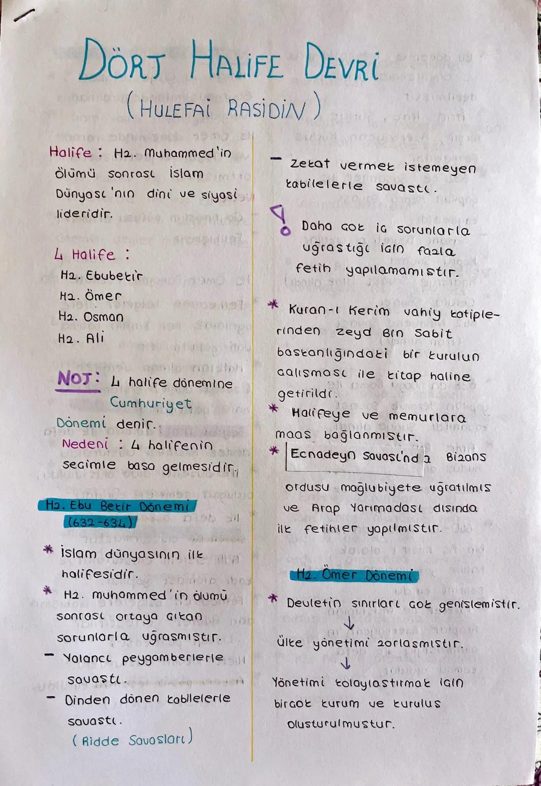 4 Halife Dönemi: Önemli Olaylar ve Halife Sıralaması (Tarih) PDF olarak ...